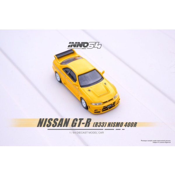 INNO Models 1/64 Nissan Skyline GT-R (R33) NISMO 400R Lightning Yellow - AXELLWORKS HOBBYTOWN