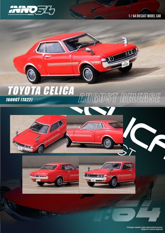 INNO Models 1/64 Toyota Celica 1600 GT (TA22) Red - AXELLWORKS HOBBYTOWN