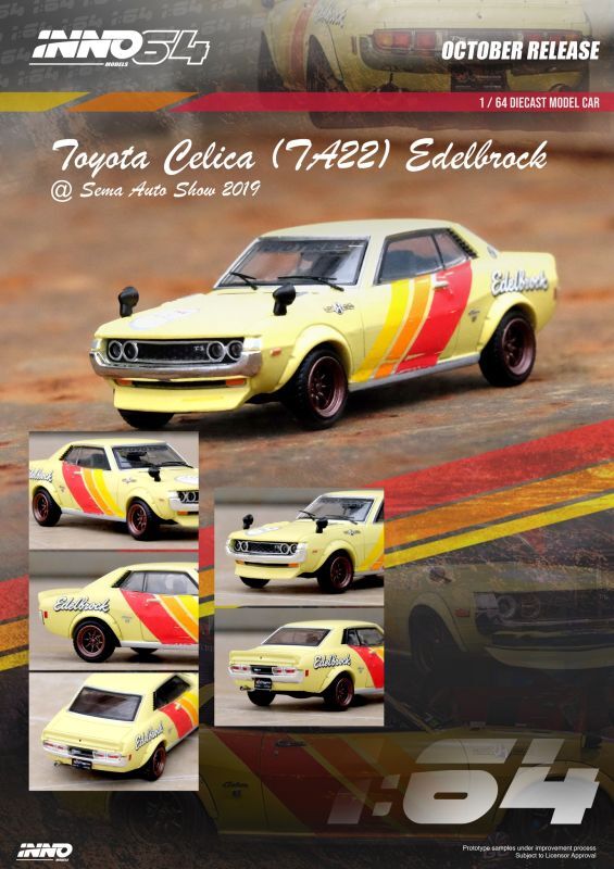 INNO Models 1/64 Toyota Celica 1600GT (TA22) "EDELBROCK" SEMA Show 2019 - AXELLWORKS HOBBYTOWN