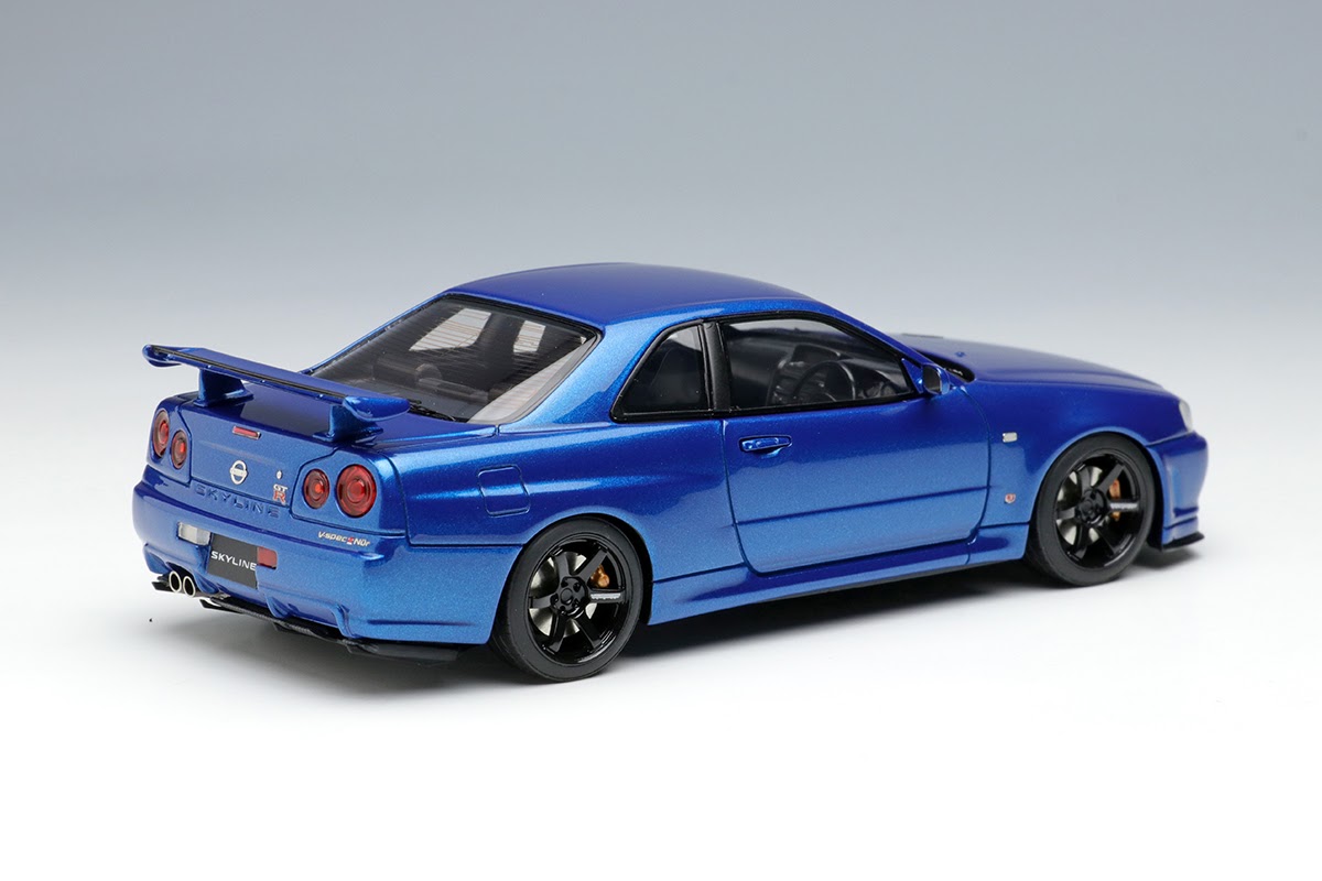 EIDOLON 1/43 Nissan Skyline GT-R (BNR34) V-spec II Nur 2002 (TE37 Wheel) Bayside Blue ...